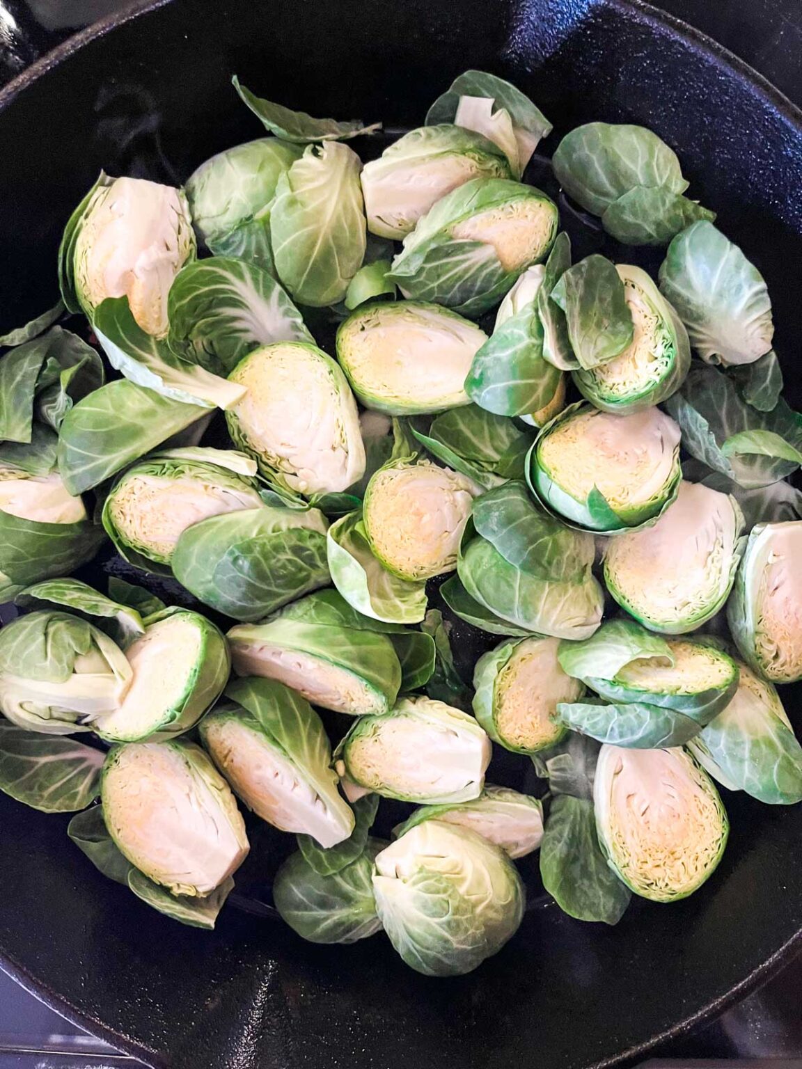 4 Ingredient Cast Iron Skillet Brussel Sprouts - Eats by April